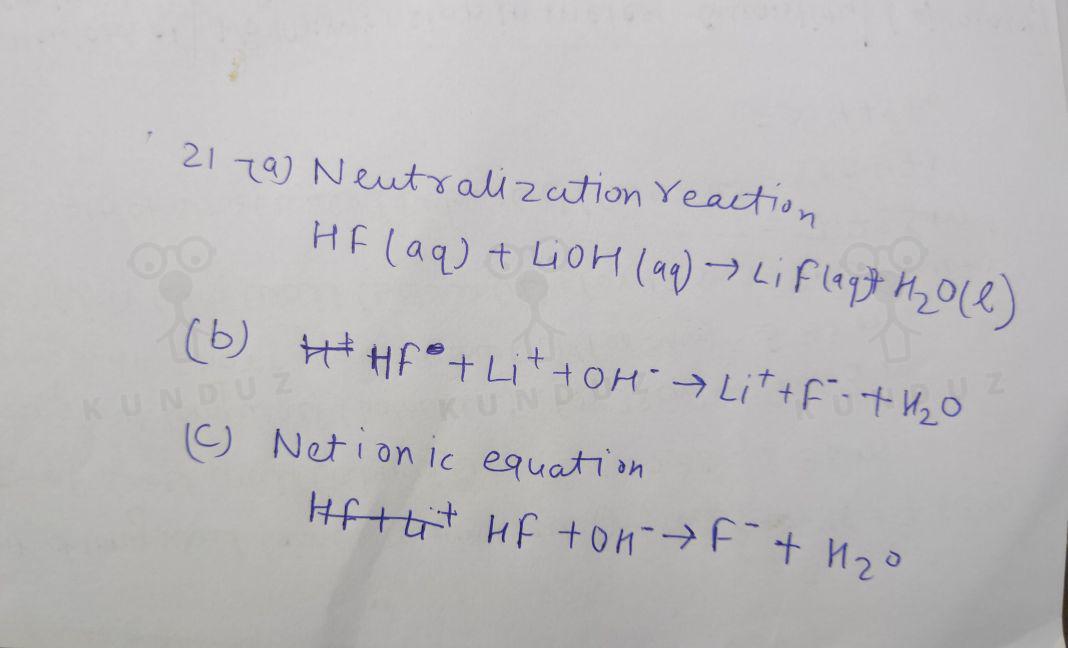 Balanced Equation For Neutralization Reaction