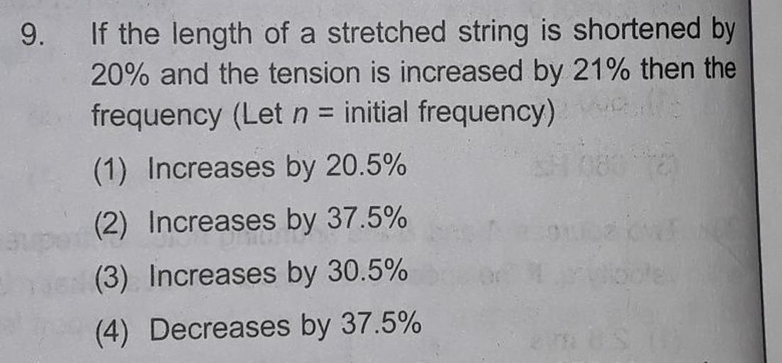 9. If the length of a stretched string is shortened ... - Physics