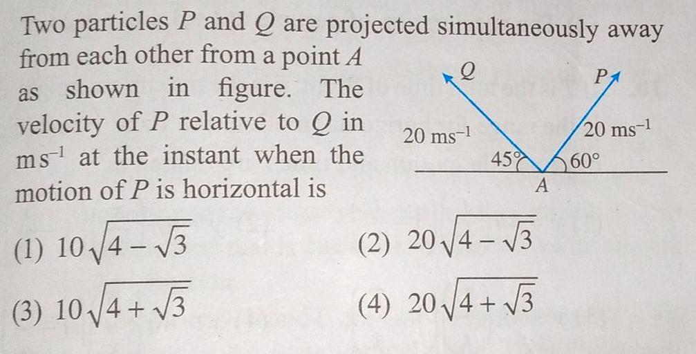 Pa Two Particles P And Q Are Projected Simultaneousl Physics