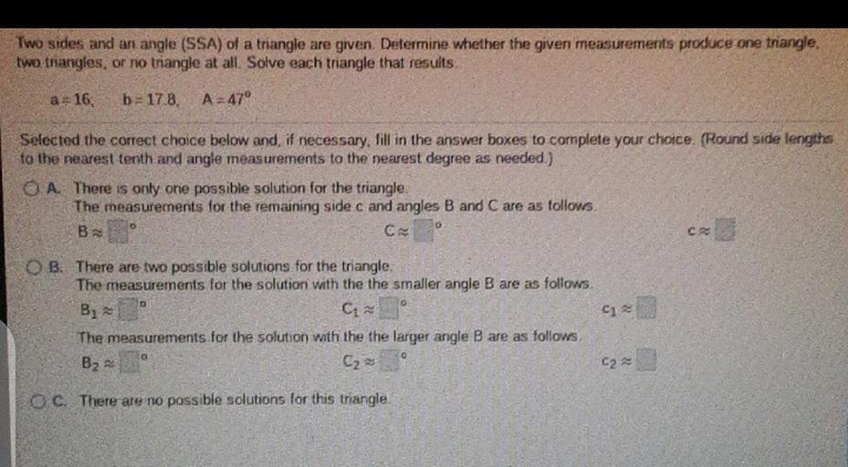 Two Sides And An Anglessaof A Triangle Are Givendete Math