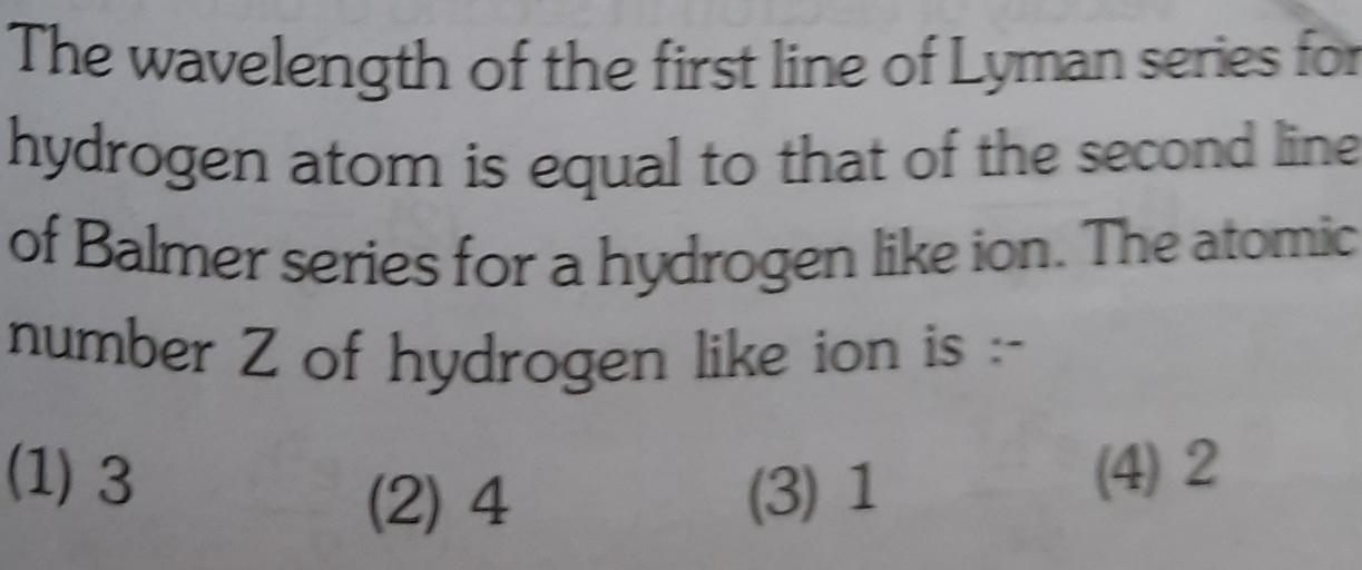 The Wavelength Of The First Line Of Lyman Series For Physics