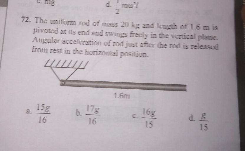 The Uniform Rod Of Mass 20 Kg And Length Of 1 6 M Is Pi Math the-uniform-rod-of-mass-20-kg-and-length-of-1-6-m-is-pi-math