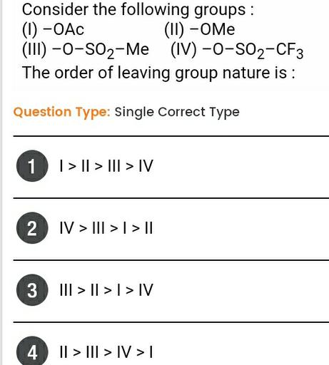 Consider the following groups : (1) -OAC ... - Physical Chemistry
