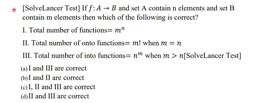 * [SolveLancer Test] Iff: A → B and set A contain n ele... - Math