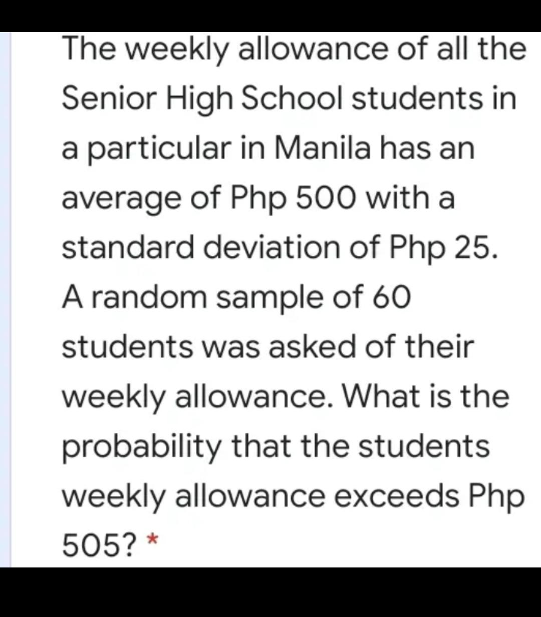The Weekly Allowance Of All The Senior High School Stud Math The Weekly Allowance Of All The Senior High School Stud Math