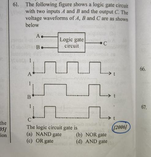 61 The Following Figure Shows A Logic Gate Circuit Physics