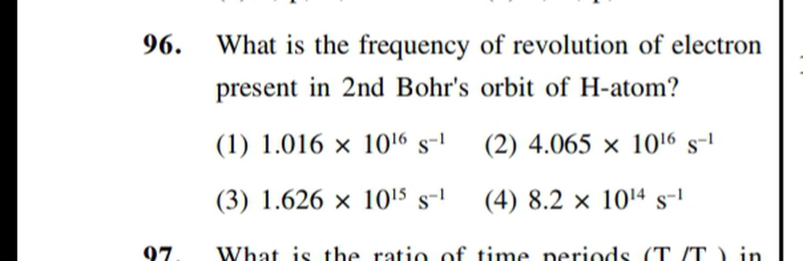 96 What Is The Frequency Of Revolution O Physical Chemistry