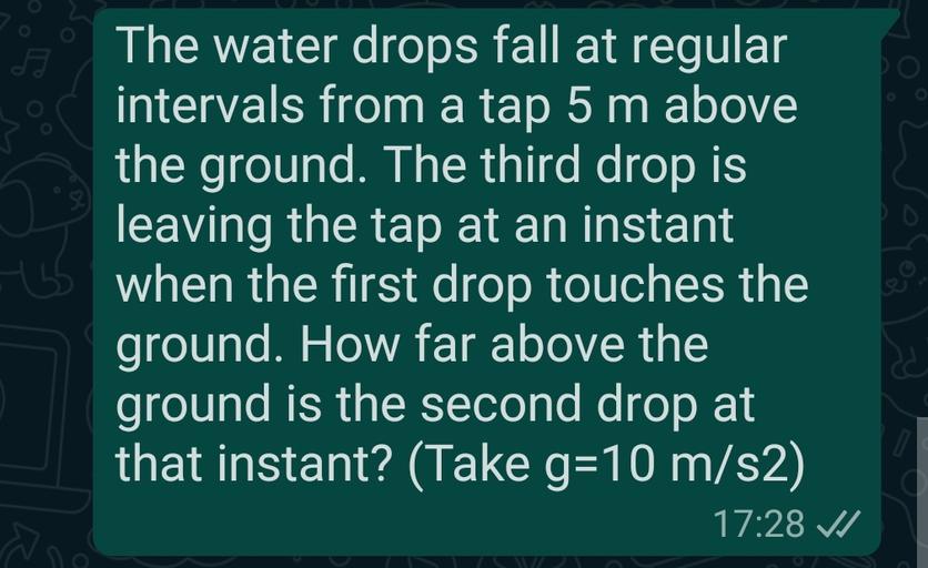 0 The water drops fall at regular intervals from a t... - Physics