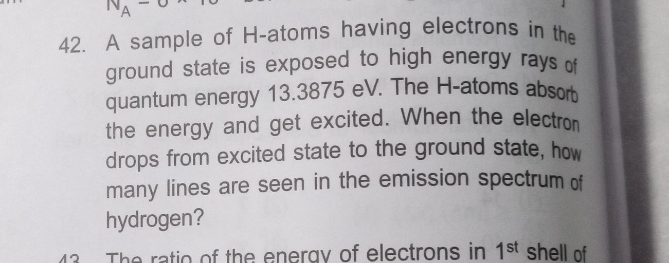 42 A Sample Of H atoms Having Electrons Physical Chemistry 42-a-sample-of-h-atoms-having-electrons-physical-chemistry