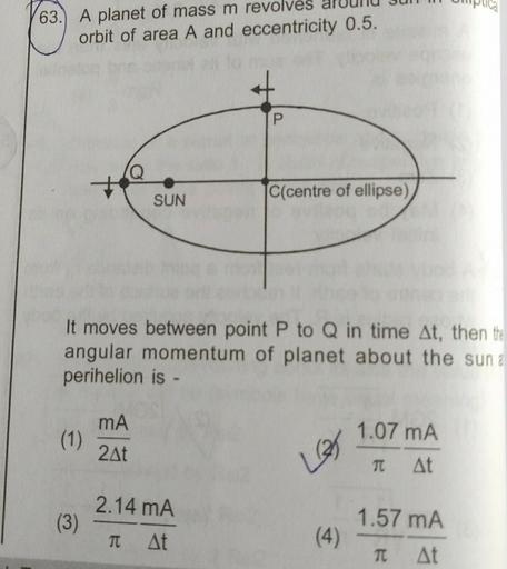 63 A Planet Of Mass M Revolves Orbit Of Area A And Physics 63-a-planet-of-mass-m-revolves-orbit-of-area-a-and-physics