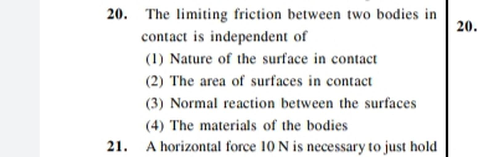 20 20 The Limiting Friction Between Two Bodies In Physics