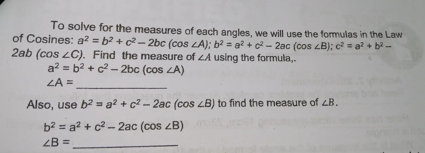 To solve for the measures of each angles, we will use t... - Math