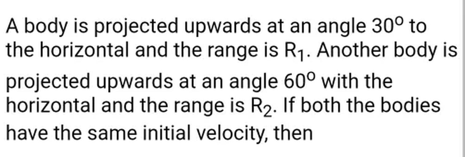 A body is projected upwards at an angle 30° to the h... - Physics