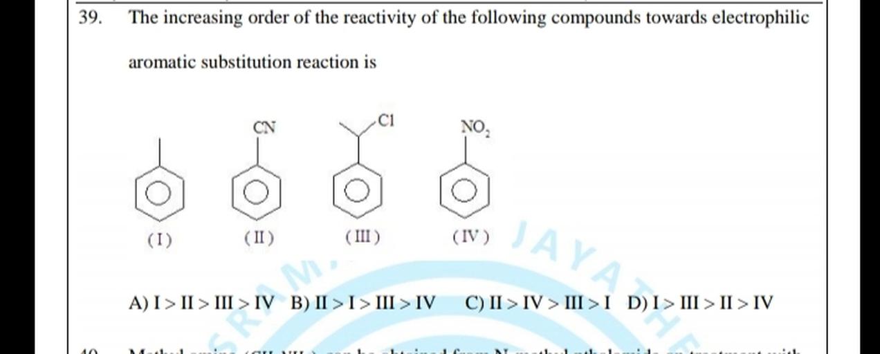 39 The Increasing Order Of The Reactivity Organic Chemistry