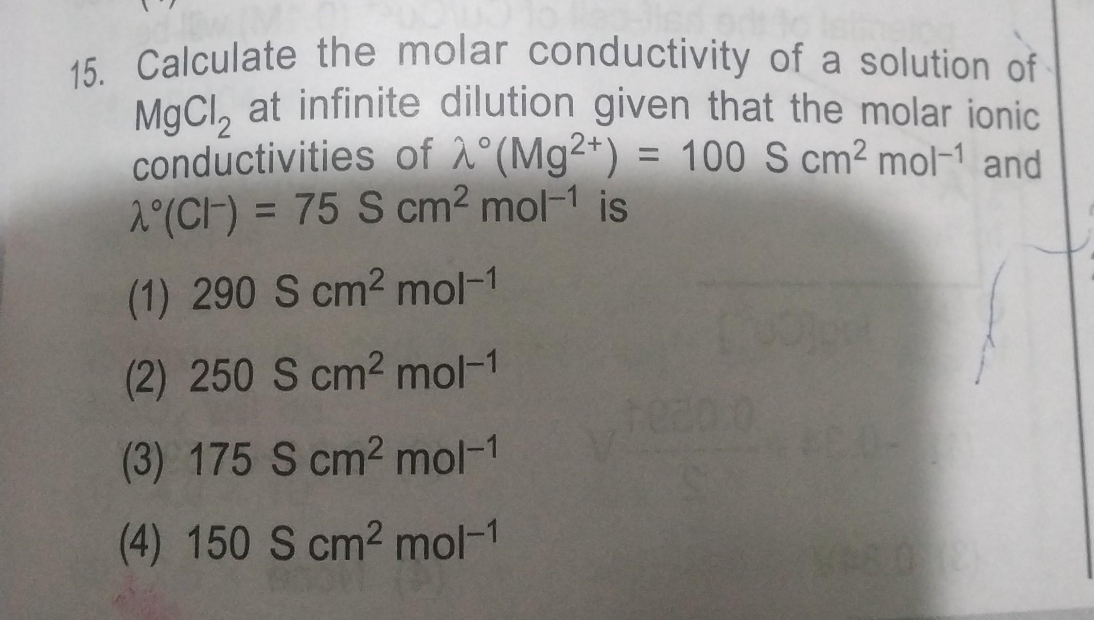 15 Calculate The Molar Conductivity Of A Physical Chemistry 15 Calculate The Molar Conductivity Of A Physical Chemistry