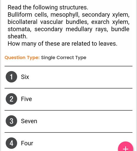 Read the following structures. Bulliform cells, meso... - Biology