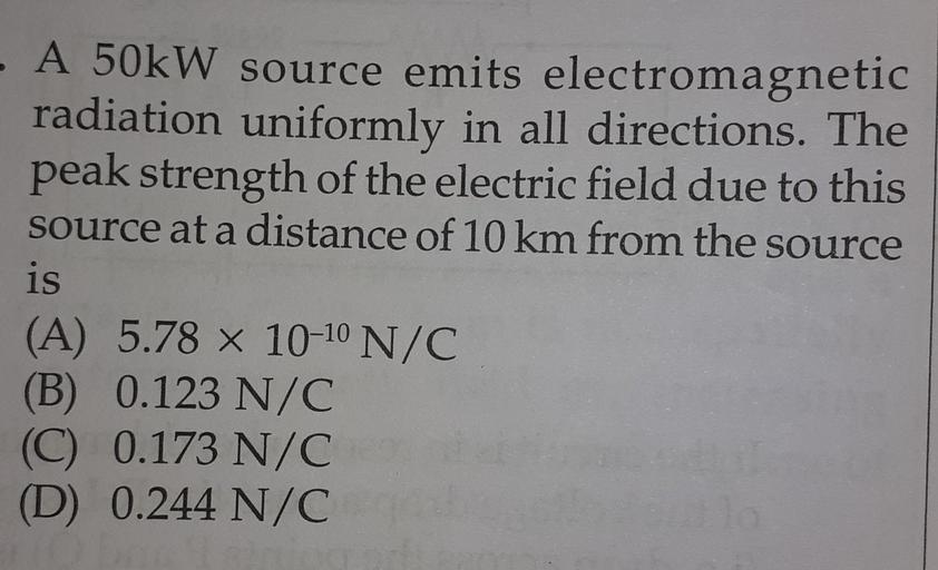 A 50kw Source Emits Electromagnetic Radiation Unifor Physics