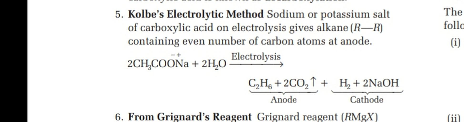 The follc (i) 5. Kolbe's Electrolytic Meth... - Organic Chemistry