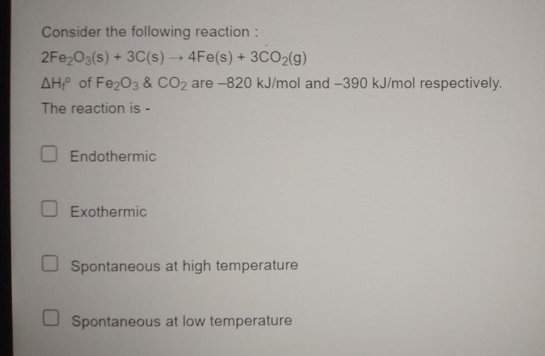 Consider The Following Reaction 2fe2o3 Physical Chemistry