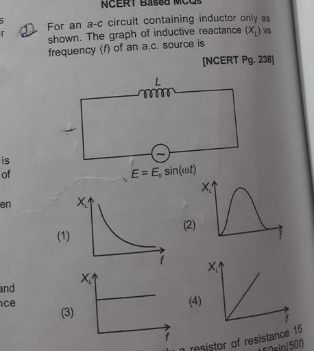 NCERT s r For an a-c circuit containing inductor onl... - Physics