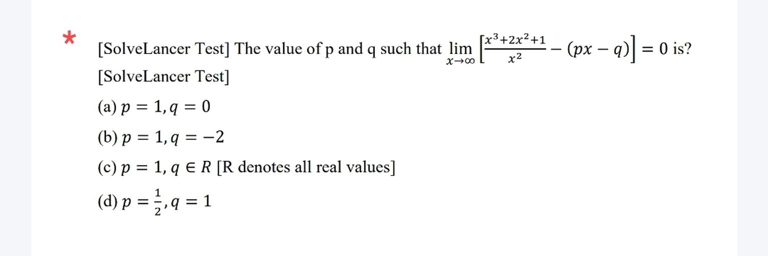 [x3+2x2+1 X00 x2 (px — q)] = = 0 is? [SolveLancer Test]... - Math