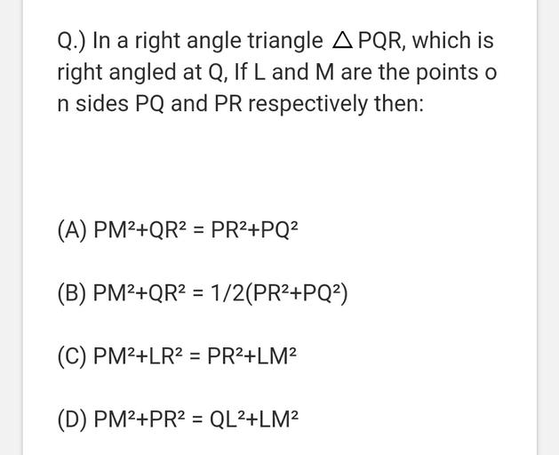 Q In A Right Angle Triangle A PQR Which Is Right Ang Math q-in-a-right-angle-triangle-a-pqr-which-is-right-ang-math