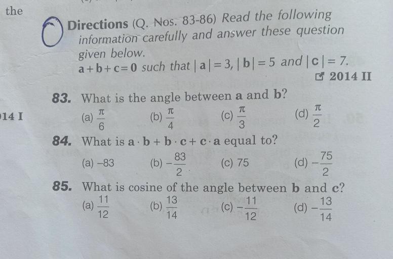 the TC TU TT TT 14 1 Directions (Q. Nos. 83-86) Read th... - Math