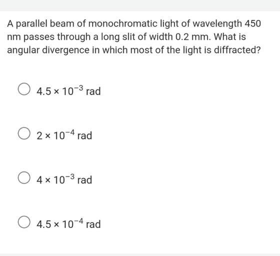 A Parallel Beam Of Monochromatic Light Of Wavelength Physics
