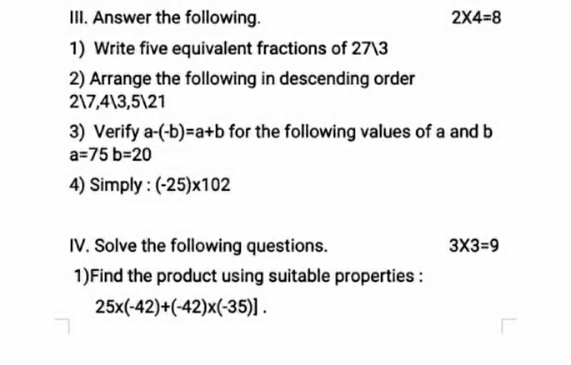 III Answer The Following 2X4 8 1 Write Five Equivale Math iii-answer-the-following-2x4-8-1-write-five-equivale-math