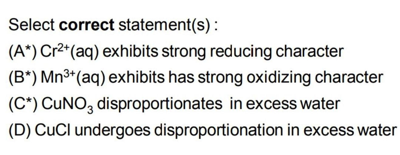 Select Correct Statement S A Cr2 A Inorganic Chemistry