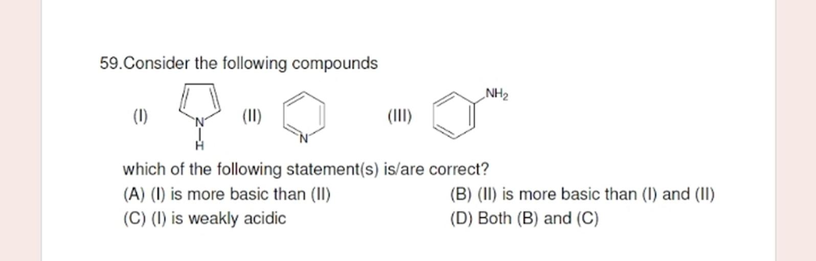 59 Consider The Following Compounds Nh2 Organic Chemistry
