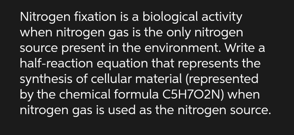 Nitrogen fixation is a biological activity when nitr... - Biology