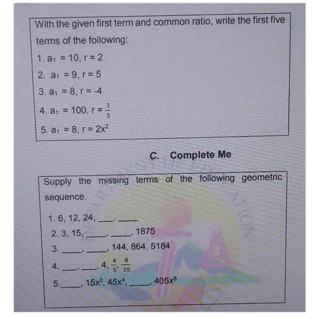 With the given first term and common ratio, write the f... - Math