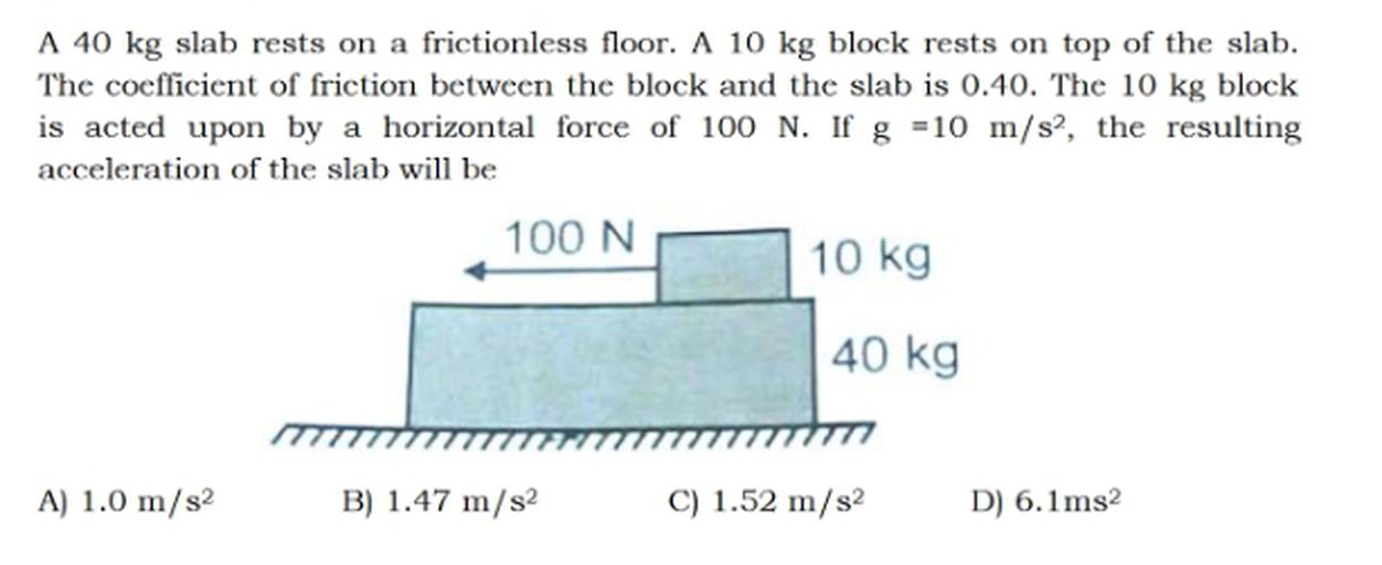 A 40 Kg Slab Rests On A Frictionless Floor A 10 Kg Blo Math a-40-kg-slab-rests-on-a-frictionless-floor-a-10-kg-blo-math