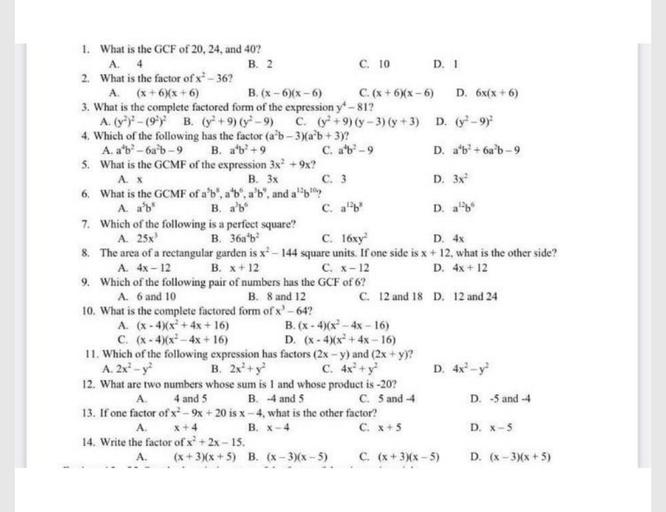 C A 1 What Is The GCF Of 20 24 And 40 A 4 B 2 C Math c-a-1-what-is-the-gcf-of-20-24-and-40-a-4-b-2-c-math