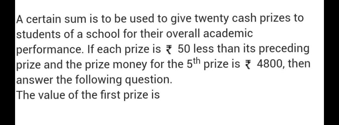 A Certain Sum Is To Be Used To Give Twenty Cash Prizes Math A Certain Sum Is To Be Used To Give Twenty Cash Prizes Math