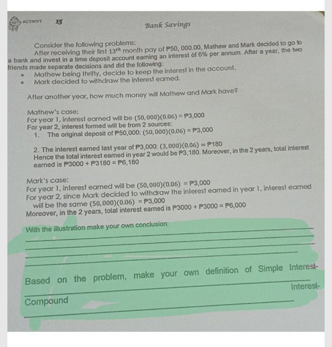 ACTIVITY 15 Bank Savings Consider The Following Problem Math activity-15-bank-savings-consider-the-following-problem-math