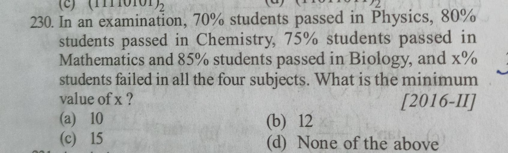 (C) VIVI)2 230. In an examination, 70% students passed ... - Math