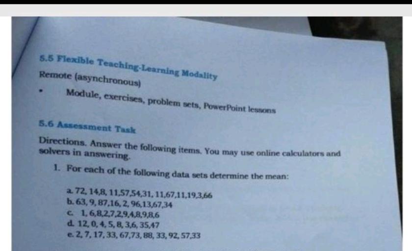 5.5 Flexible Teaching-Learning Modality Remote (asynchr... - Math