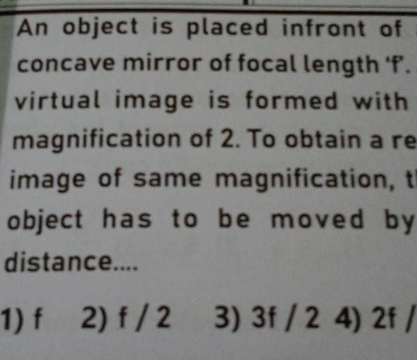 An Object Is Placed Infront Of Concave Mirror Of Foc Physics 