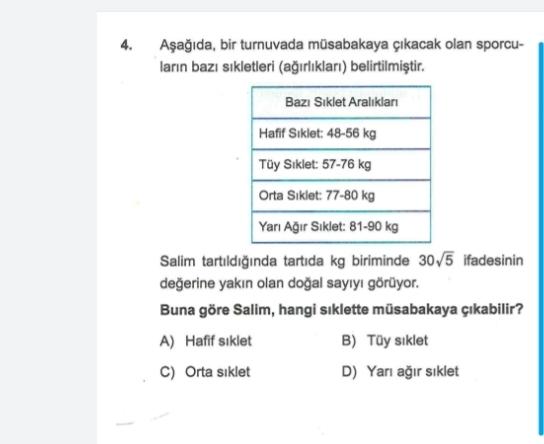 4. Aşağıda, bir turnuvada müsabakaya çıka... - Ortaokul Matematik