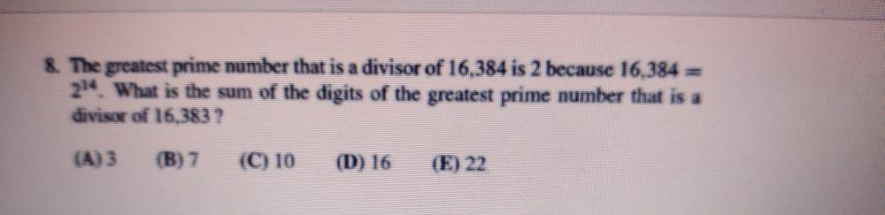 8 The Greatest Prime Number That Is A Divisor Of 16 38 Math 8 The Greatest Prime Number That Is A Divisor Of 16 38 Math