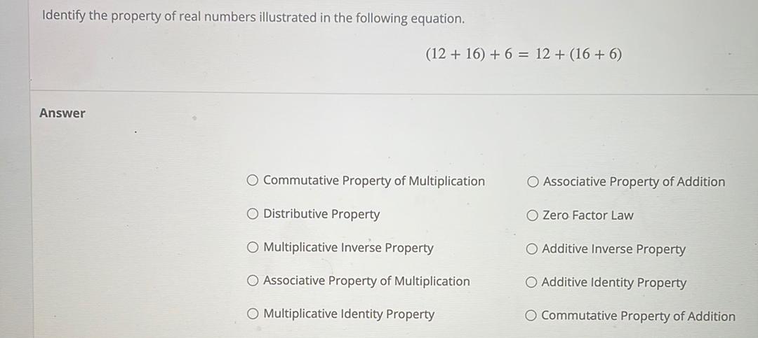 Identify The Property Of Real Numbers Illustrated In Th Math Identify The Property Of Real Numbers Illustrated In Th Math
