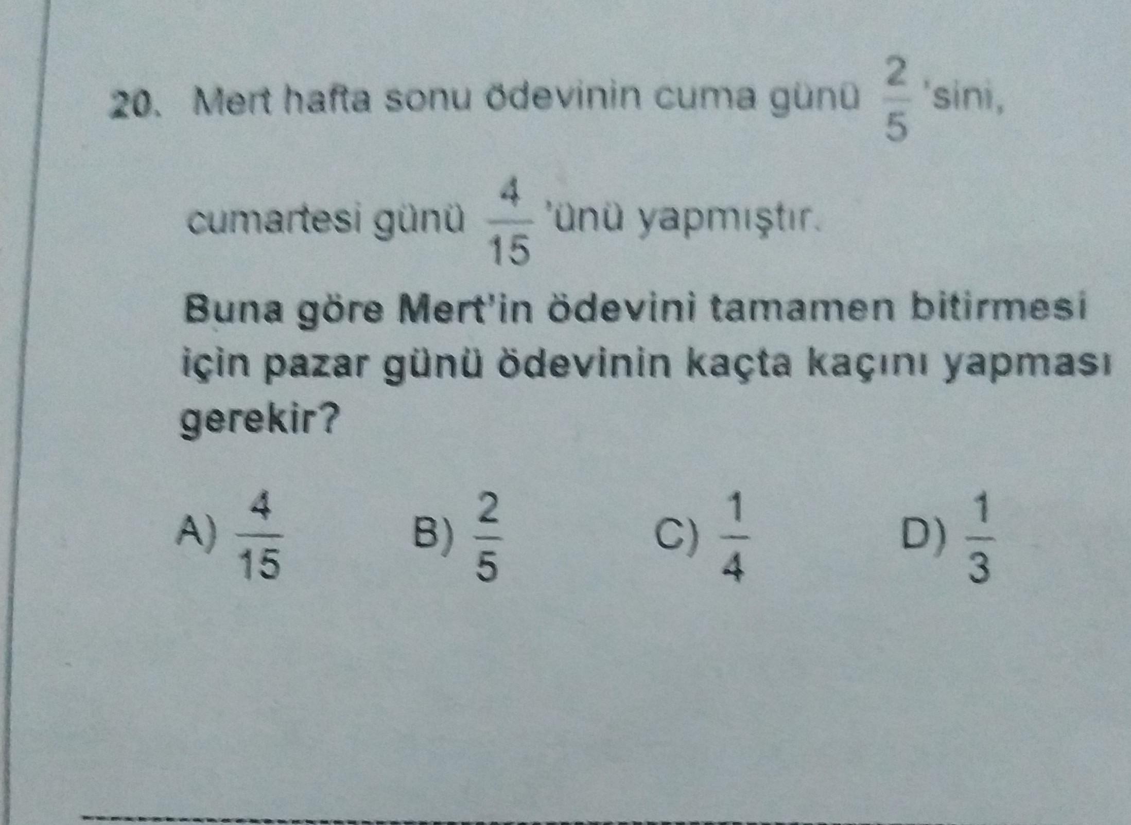 20. Mert hafta sonu ödevinin cuma günü 2. sini, 5 4 cumartesi günü "ünü ...