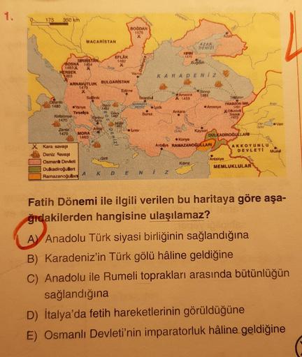 1. 175 350 km BOĞDAN 1476 Don Azak MACARISTAN AZAK DENİZİ KERM 1475 ...