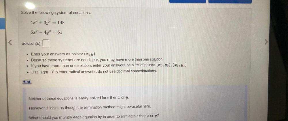 Solve The Following System Of Equations 4x2 3y2 14 Math Solve The Following System Of Equations 4x2 3y2 14 Math
