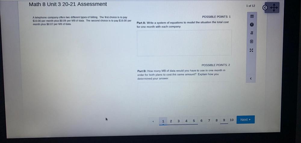 Math 8 Unit 3 20 21 Assessment 1 Of 12 POSSIBLE POINTS Math Math 8 Unit 3 20 21 Assessment 1 Of 12 POSSIBLE POINTS Math