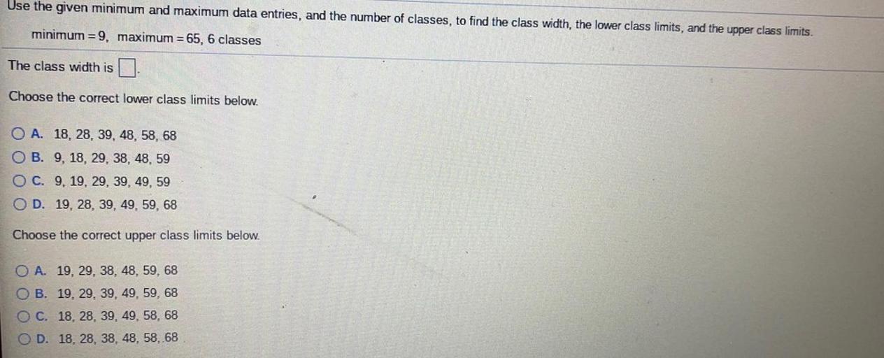Use The Given Minimum And Maximum Data Entries And The Math use-the-given-minimum-and-maximum-data-entries-and-the-math