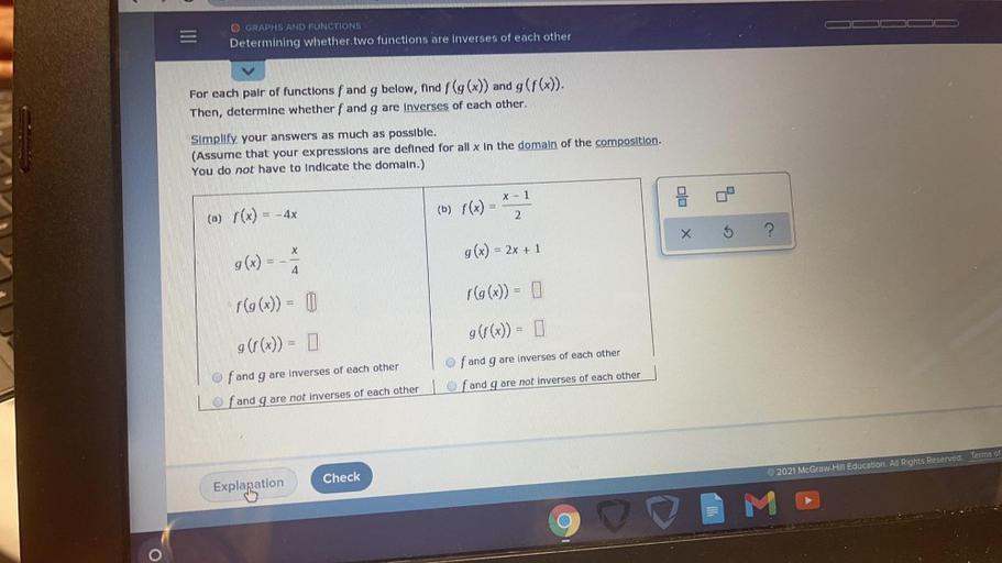 Ographs And Functions Determining Whether Two Functions Math 