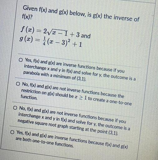 Given F x And G x Below Is G x The Inverse Of F x Math given-f-x-and-g-x-below-is-g-x-the-inverse-of-f-x-math